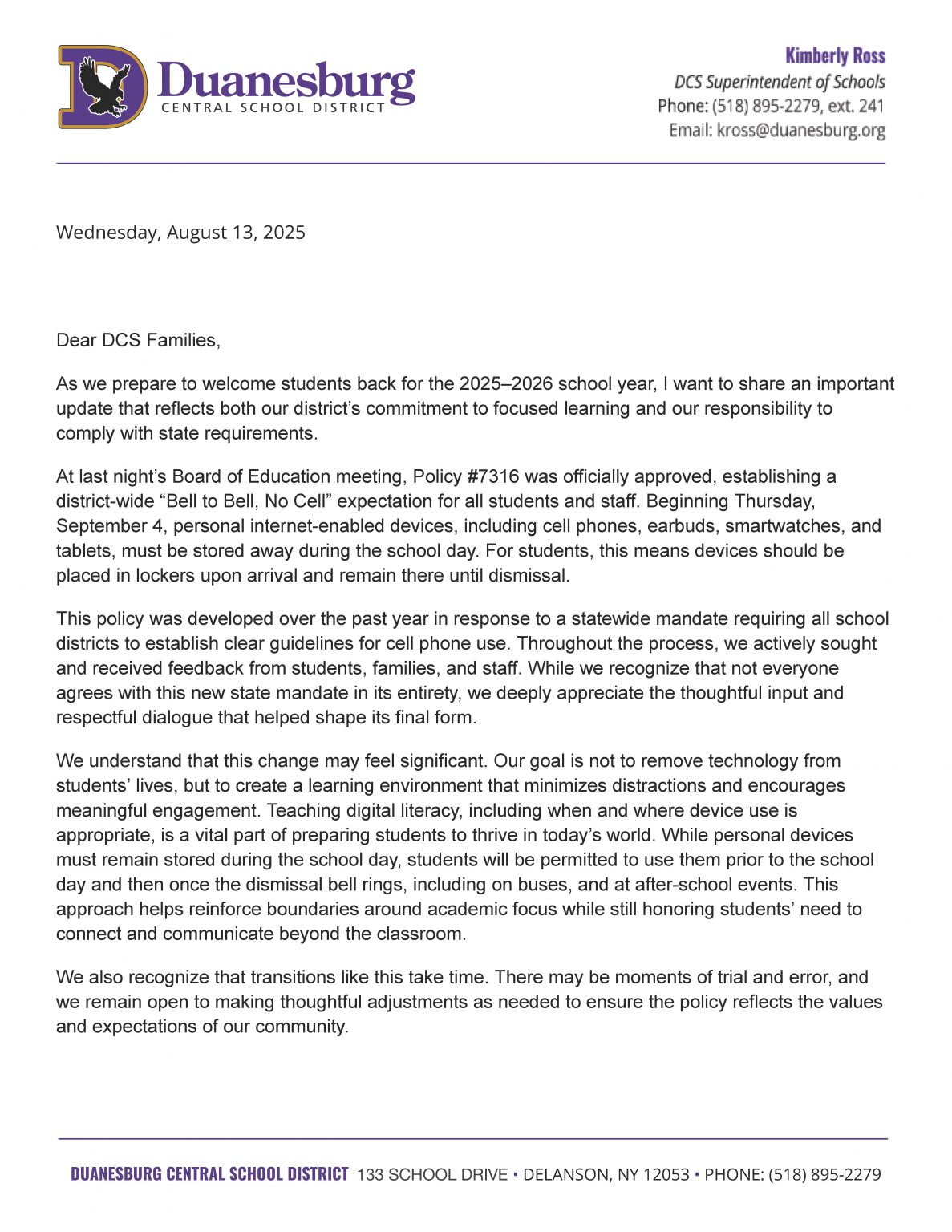 A Message from Superintendent Ross: A New Step Toward Focused Learning ...